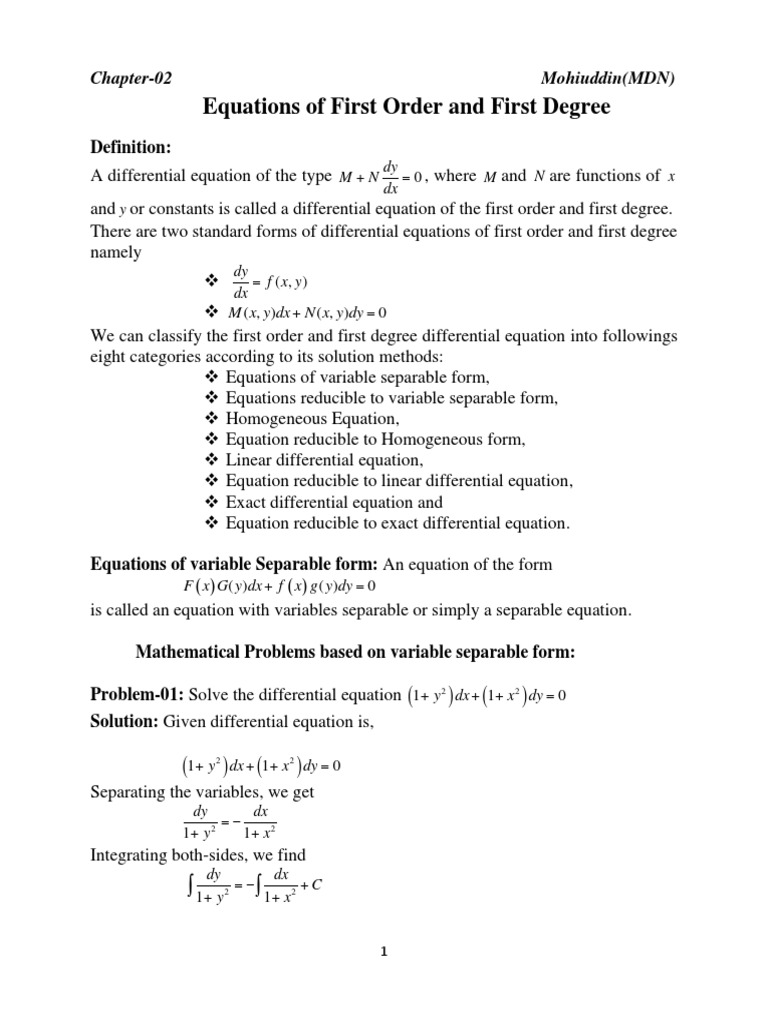 02 1st Order and First Degree de | PDF