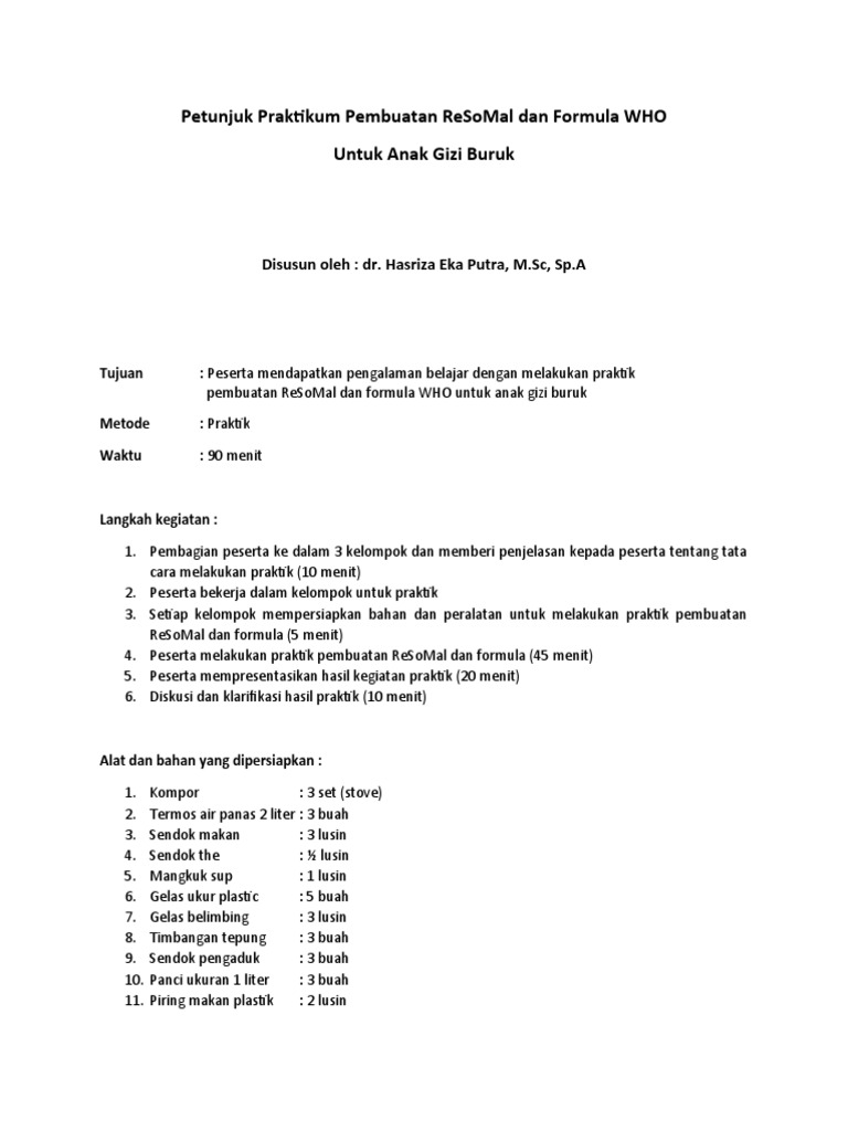 Ayo Buat ReSoMal Dan Formula WHO | PDF