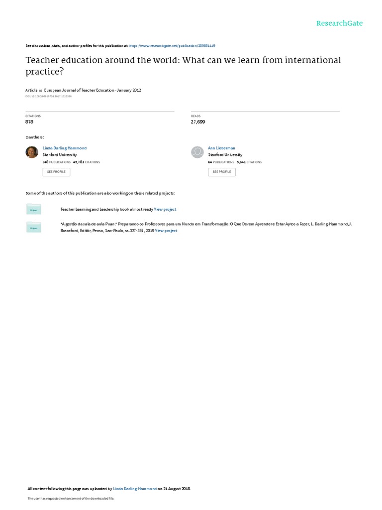 Teacher Education Around The World: What Can We Learn From International Practice? | PDF ...