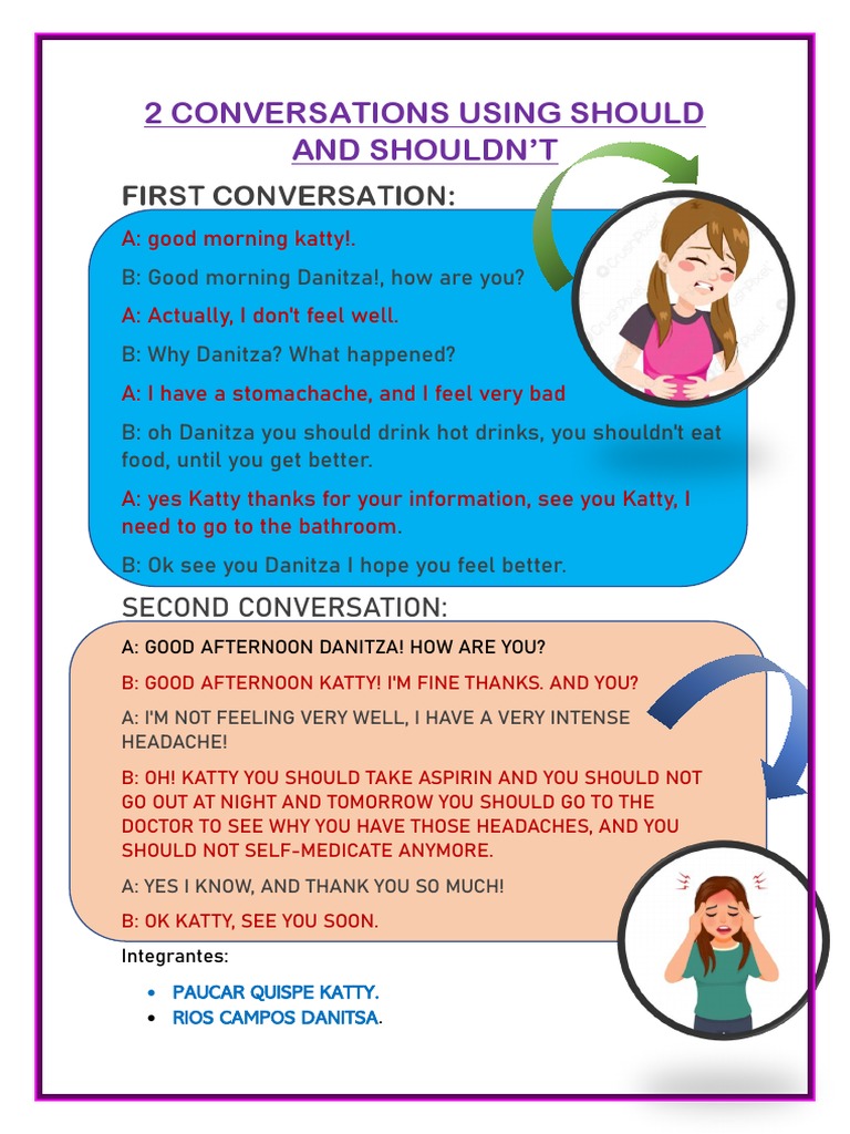 2 Conversations Using Should and Shouldn | PDF