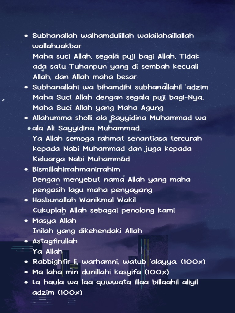 Dzikir dan Doa Harian Islami | PDF