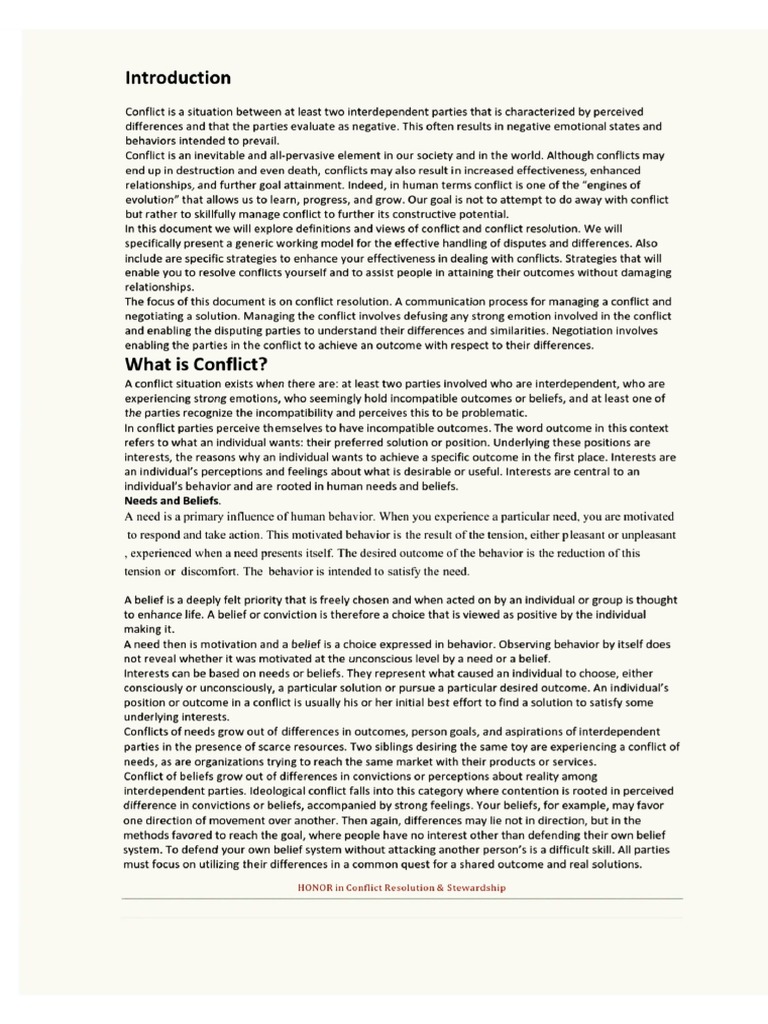 Conflict Resolution Honor-1 | PDF