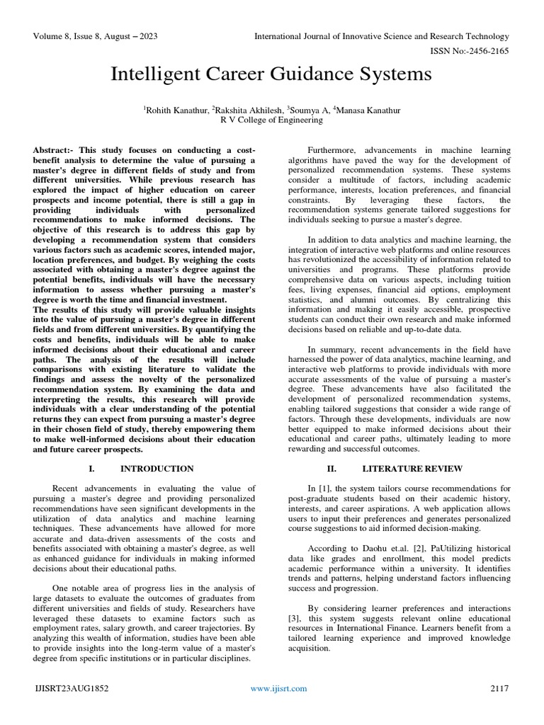 Intelligent Career Guidance Systems Analysis | PDF