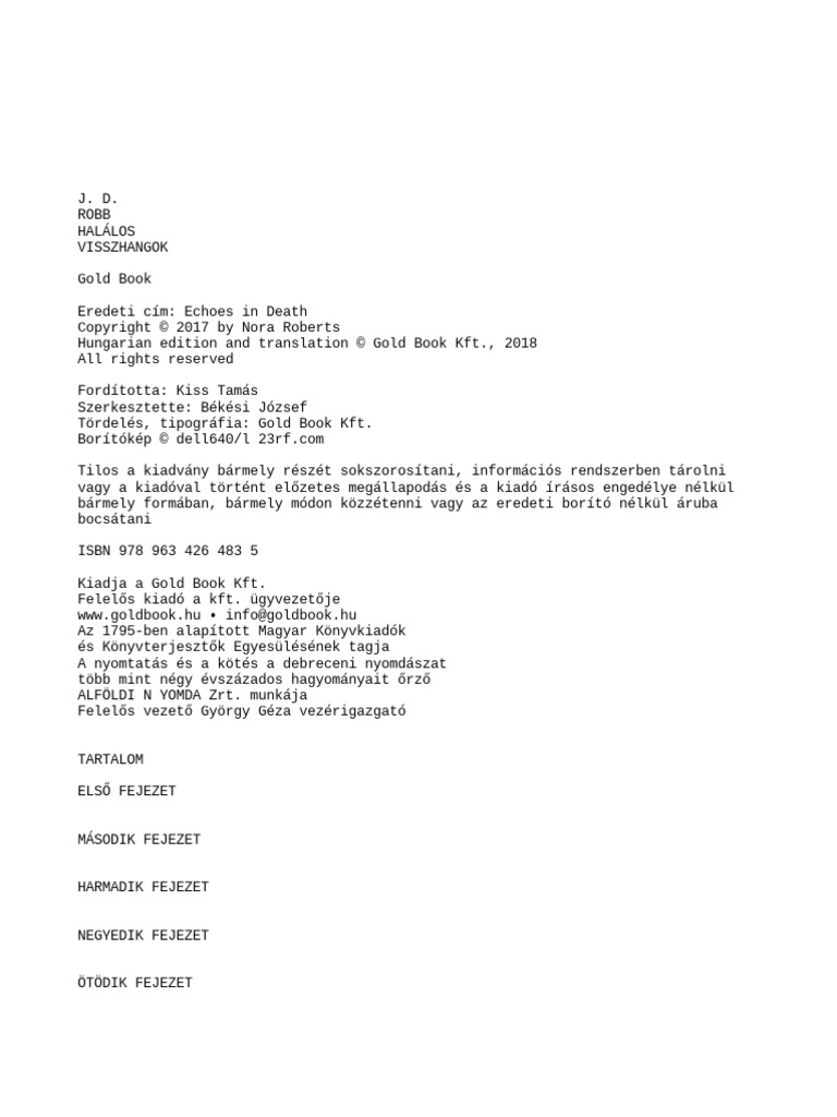Eve Dallas 44 J D Robb Halalos Visszhangok | PDF
