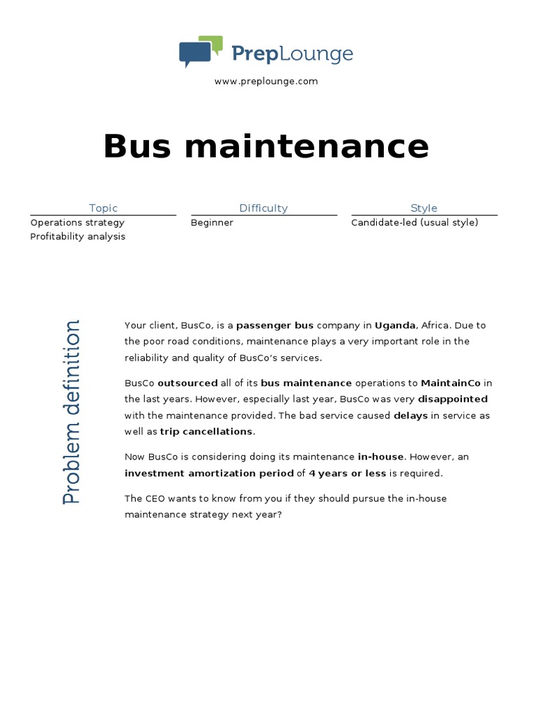 Case - Bus Maintenance | PDF | Outsourcing | Investing