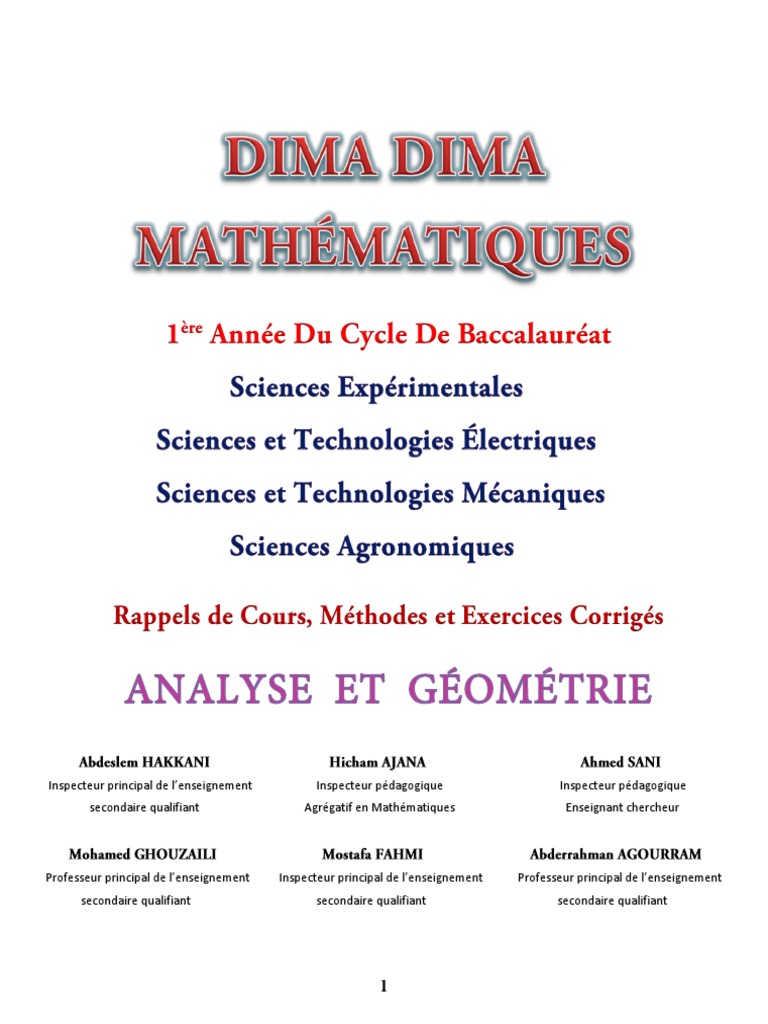 Dima Dima Math 1 Bac SM: Cours et Exercices | PDF