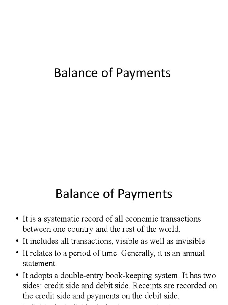 Balance of Payments Overview | PDF | Balance Of Payments | Debits And ...