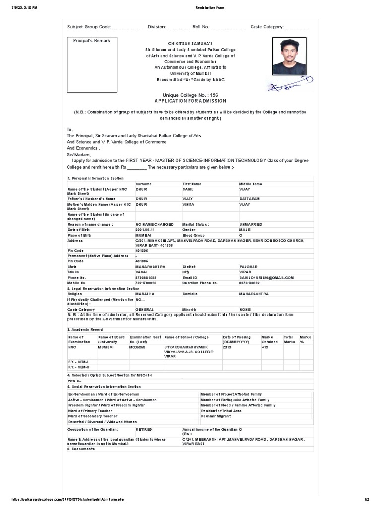 Registartion Form-Patkar 2023 | PDF