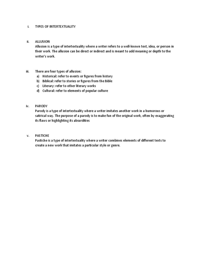 Types of Intertextuality | PDF
