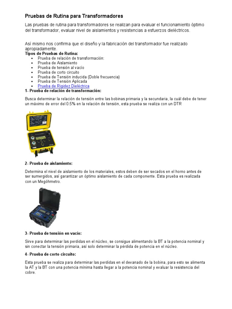 TRANSFORMADORES - Pruebas | PDF