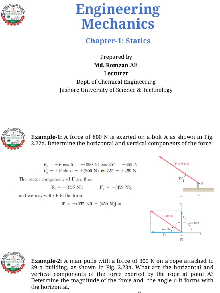 Engineering Mechanics - Chapter-1 - Statics - Lecture 2-3 | PDF | Science & Mathematics