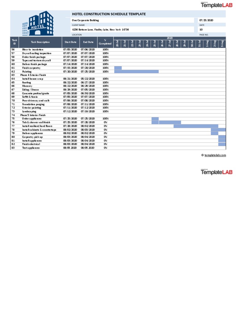 Hotel Construction Schedule Template | PDF | Materials | Civil Engineering