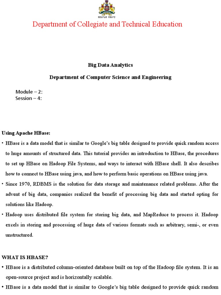 Introduction to Apache HBase Basics | PDF | Apache Hadoop | Server (Computing)