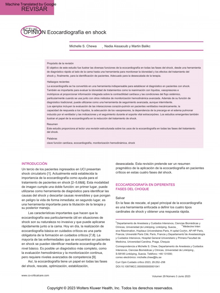 Echocardiography in shock-ESP | PDF | Insuficiencia cardíaca | Choque ...