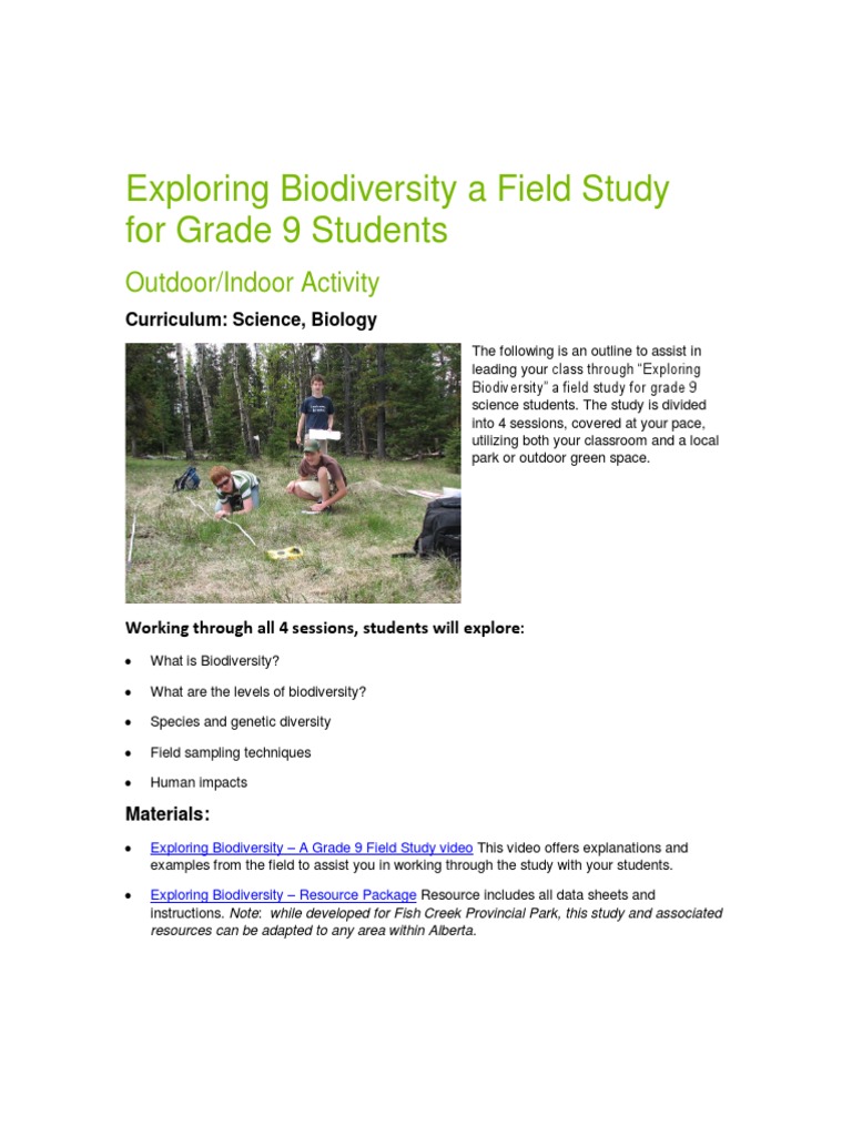 Exploring Biodiversity A Field Study Final | PDF | Biodiversity | Species