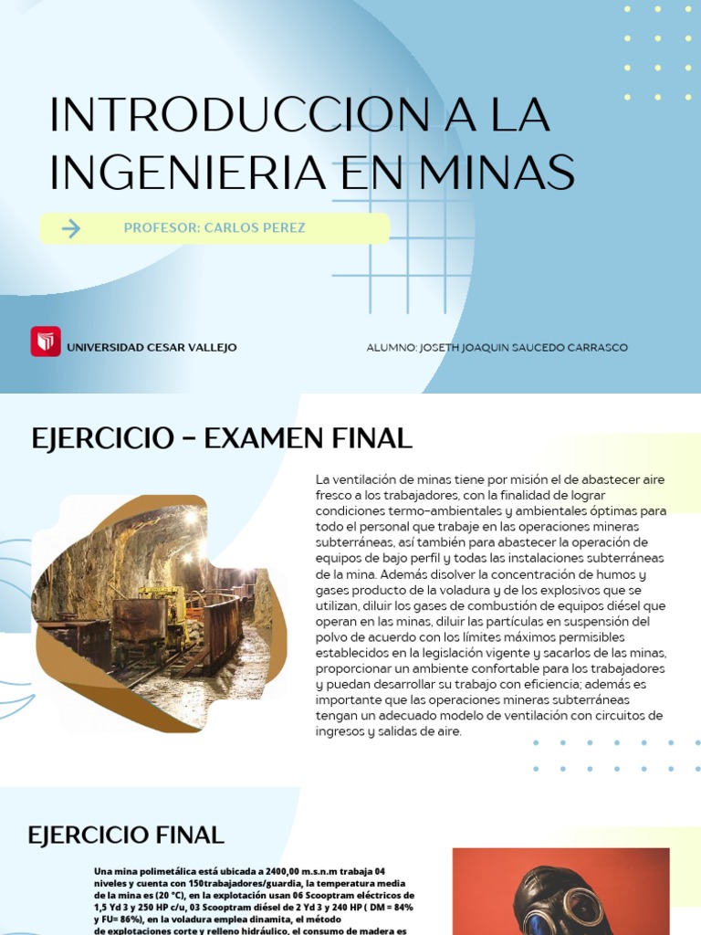 Ejercicio Final Examen de Introduccion A La Ingenieria en Minas | PDF | Tecnología