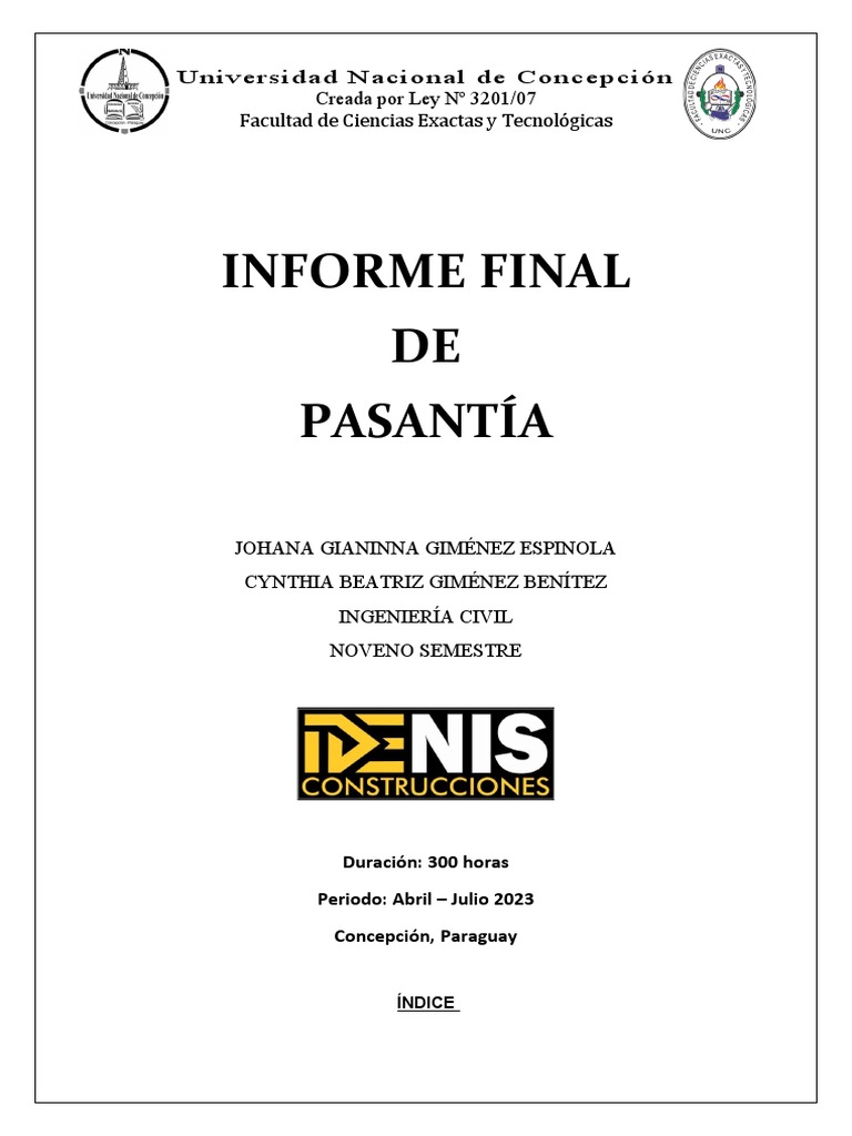 Informe de Pasantía en Ingeniería Civil | PDF | Hormigón | Presupuesto