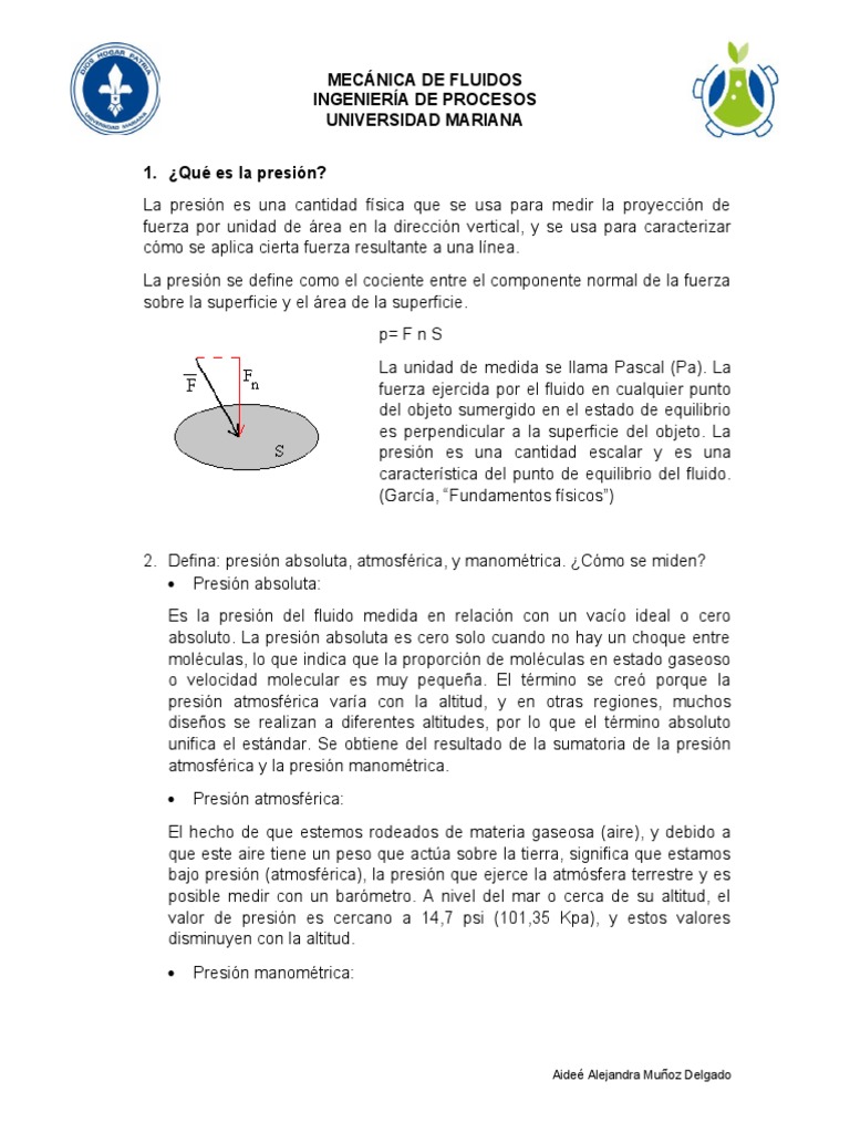 Taller Presión Pdf Presión Presión Atmosférica
