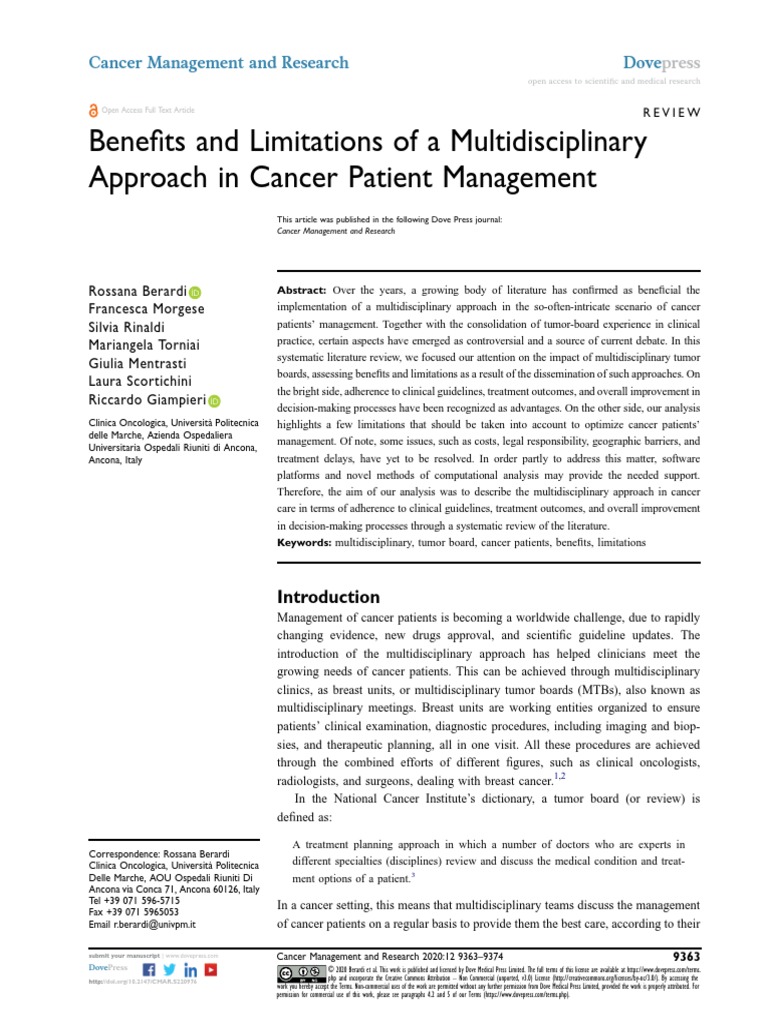 Advantages and Disadvantages of MDT | PDF | Cancer | Therapy