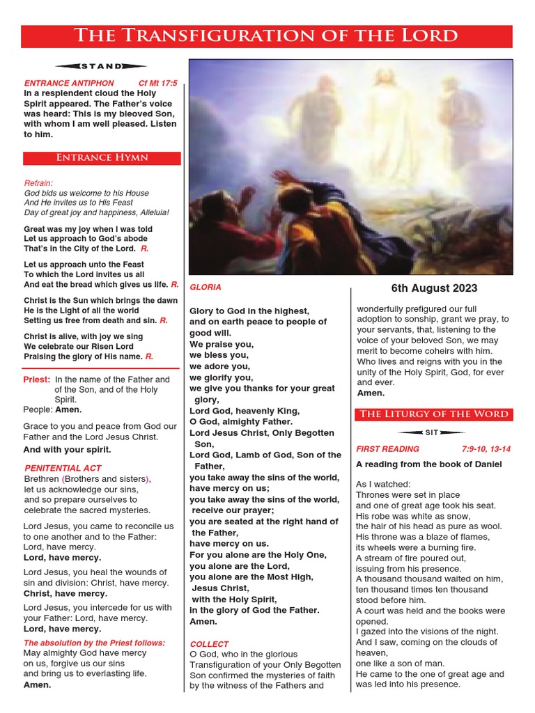 The Transfiguration of The Lord: Entrance Hymn | PDF | Glory (Religion) | Jesus