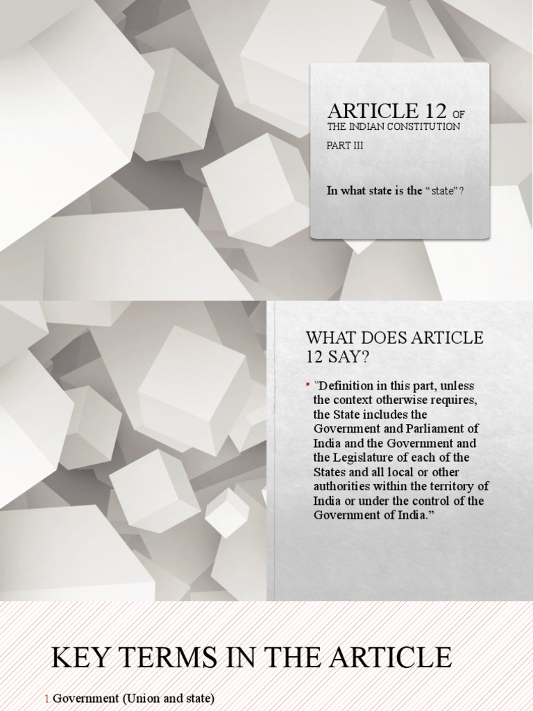Article 12 of The Indian Constitution | PDF