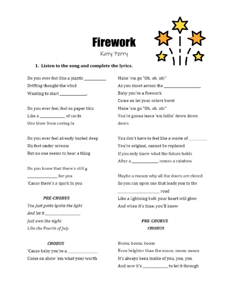 Firework Lyrics | PDF