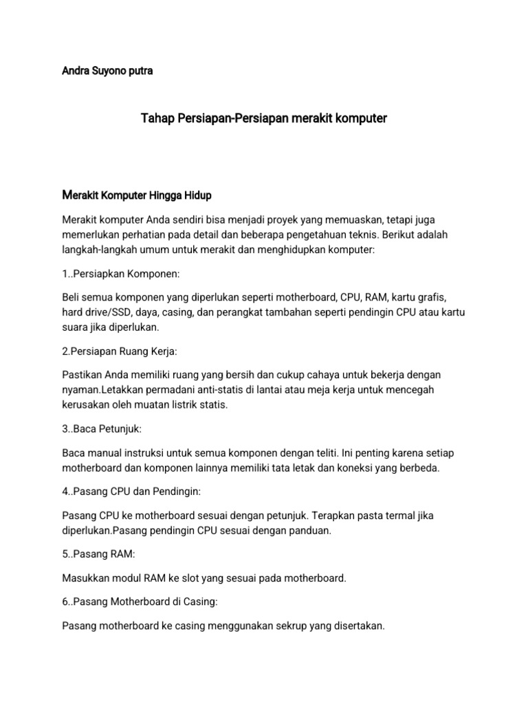 Andra Suyono Putra - Merakit Komputer | PDF