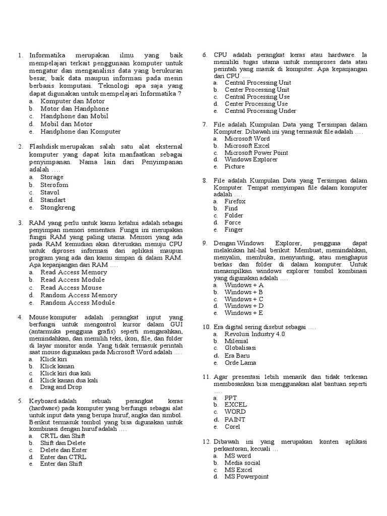 Soal Informatika Pdf