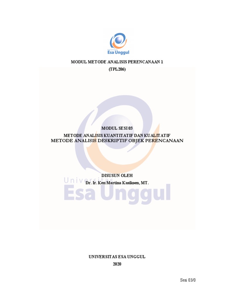 Modul Sesi 03 TPL206 METODE ANALISIS PERENCANAAN 1 - Ken M | PDF