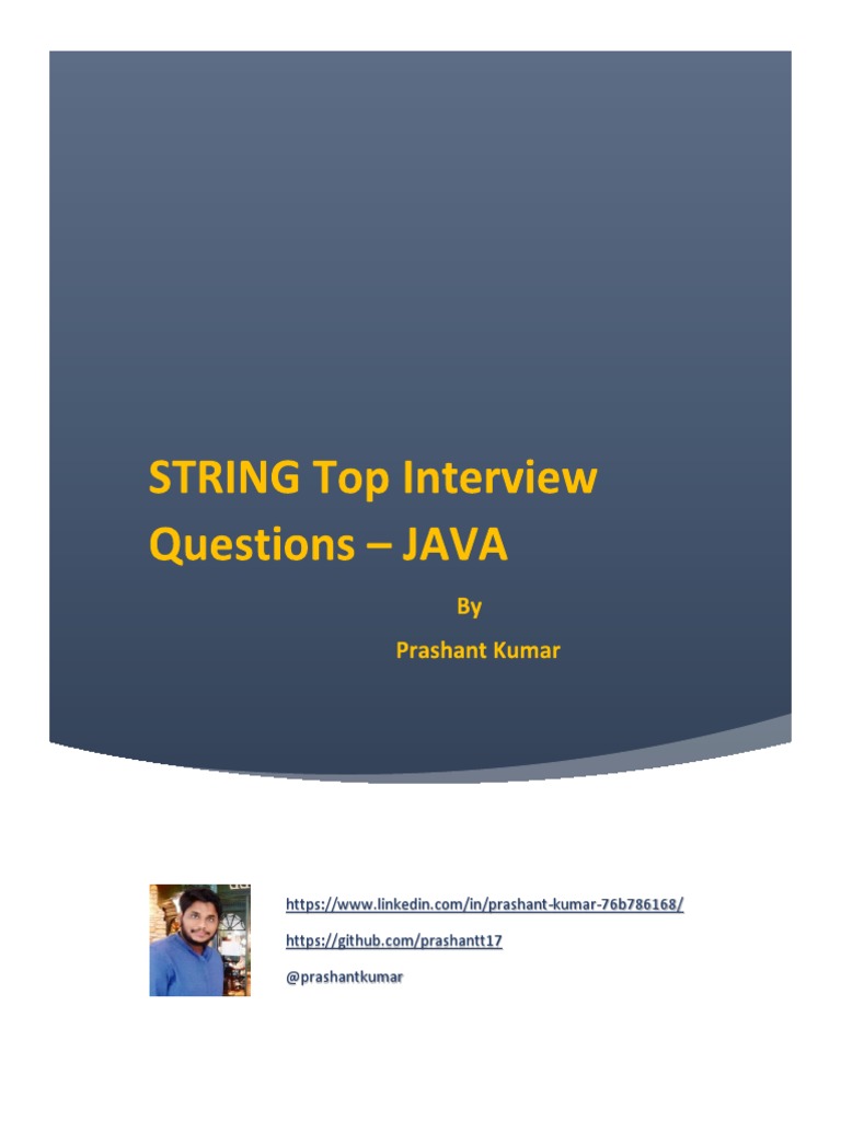 String Interview Questions Java by Prashant 1669017681 | PDF | String (Computer Science) | Computing