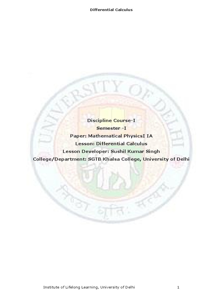 Differential Calculus Pdf Function Mathematics Derivative