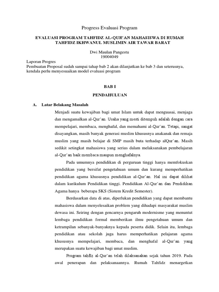 Laporan Draft Proposal Evaluasi Program | PDF