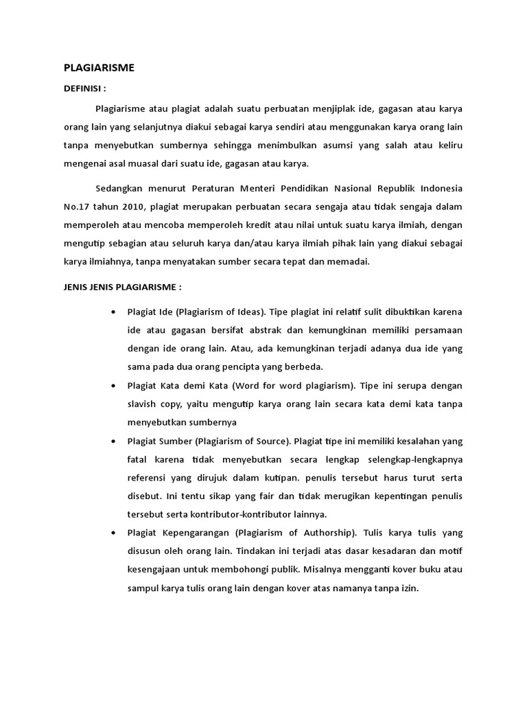 Jenis dan Solusi Plagiarisme | PDF