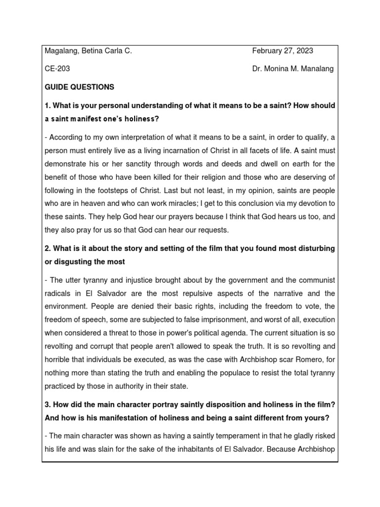 Romero Film Analysis | Download Free PDF | Saint | Prayer