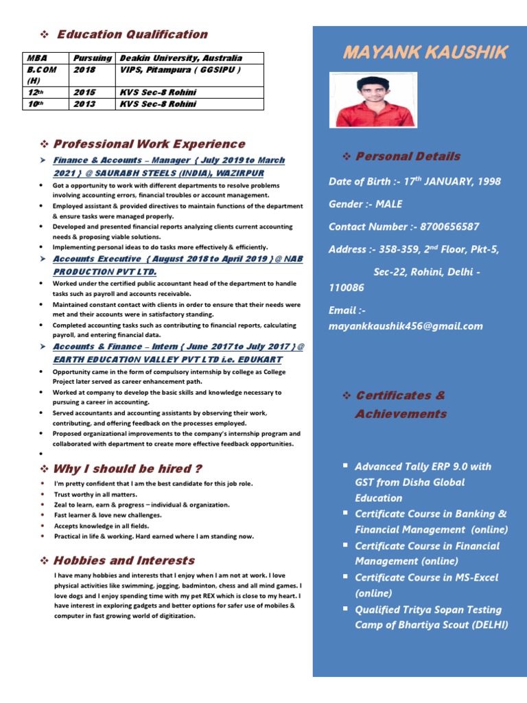 Mayank Australian Resume | PDF | Cognition | Learning