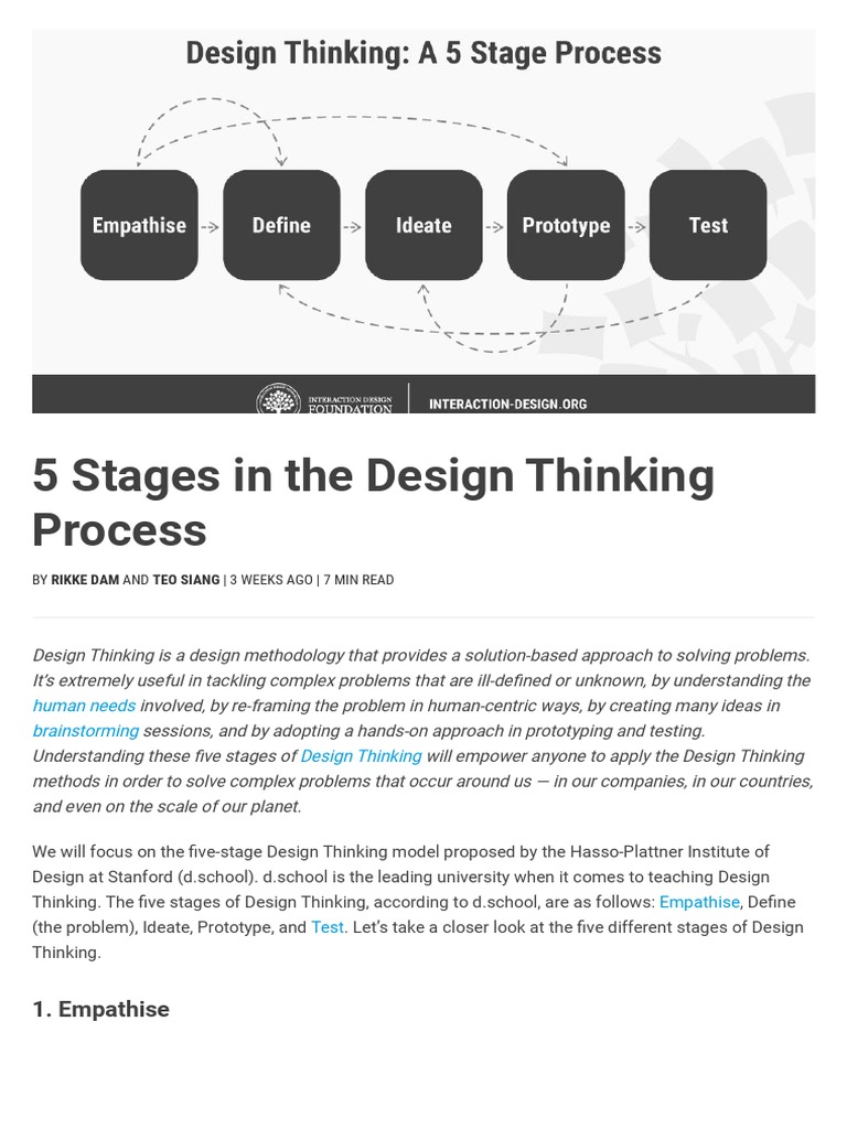 5 Stages in The Design Thinking Process - Interaction Design Foundation | PDF | Design Thinking ...