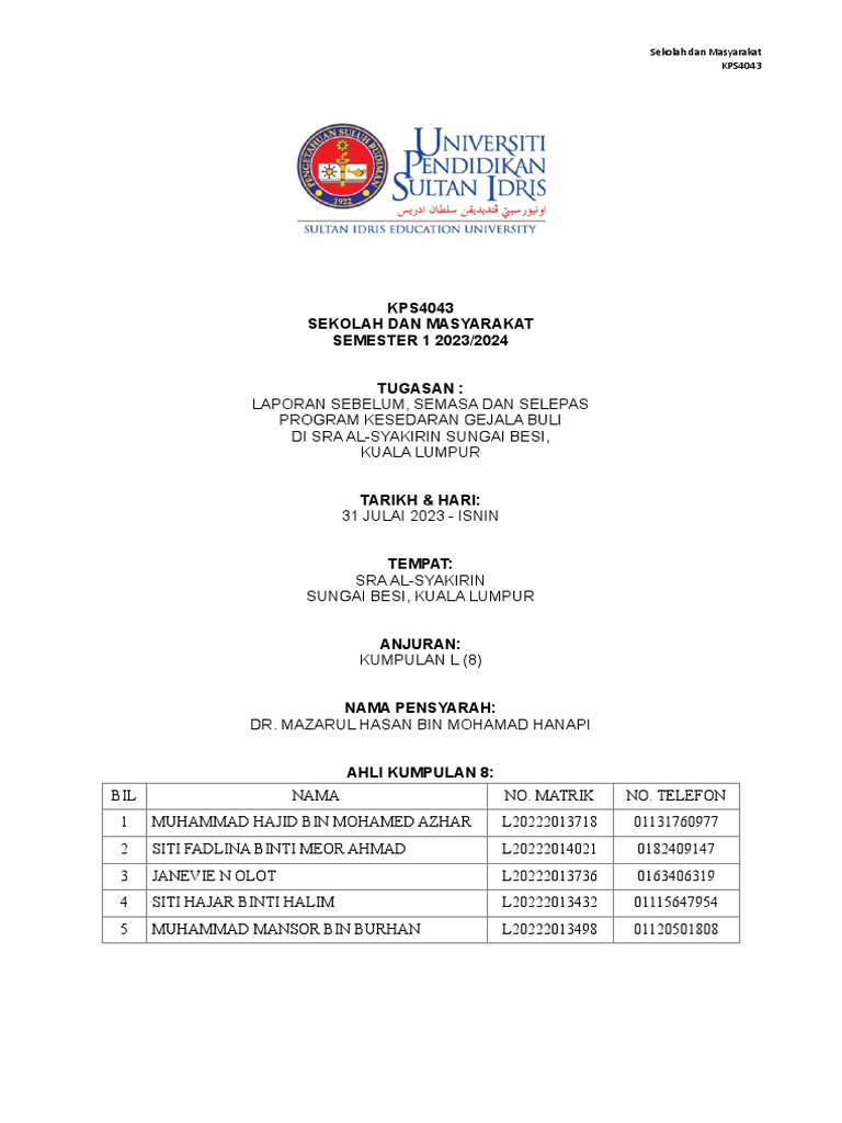 Laporan Program Sekolah Dan Masyarakat | PDF