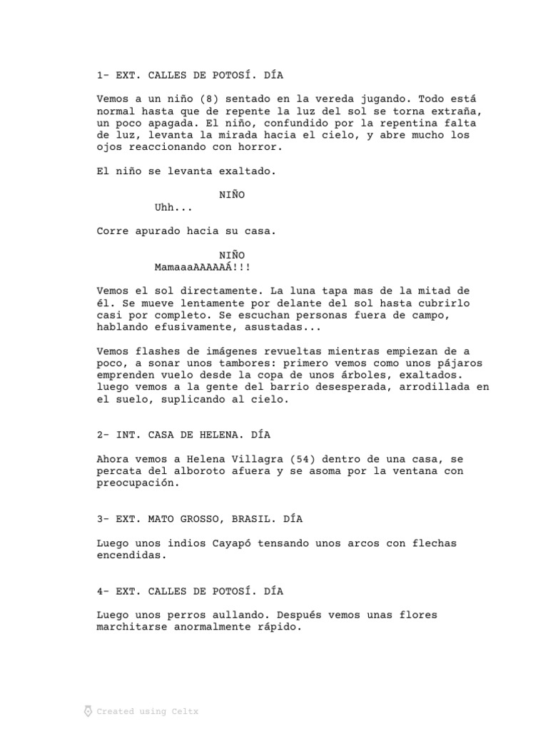 Guión - El Eclipse - Valeria Aranda | PDF