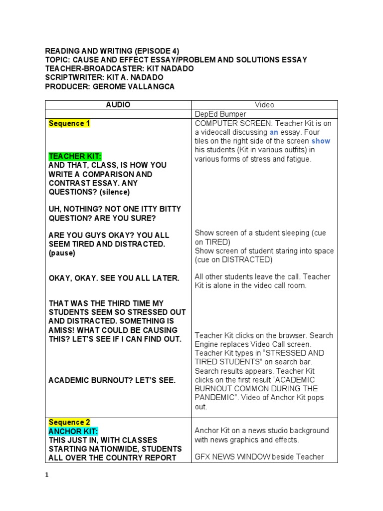 Reading and Writing Script EP4 | Download Free PDF | Essays | Paragraph