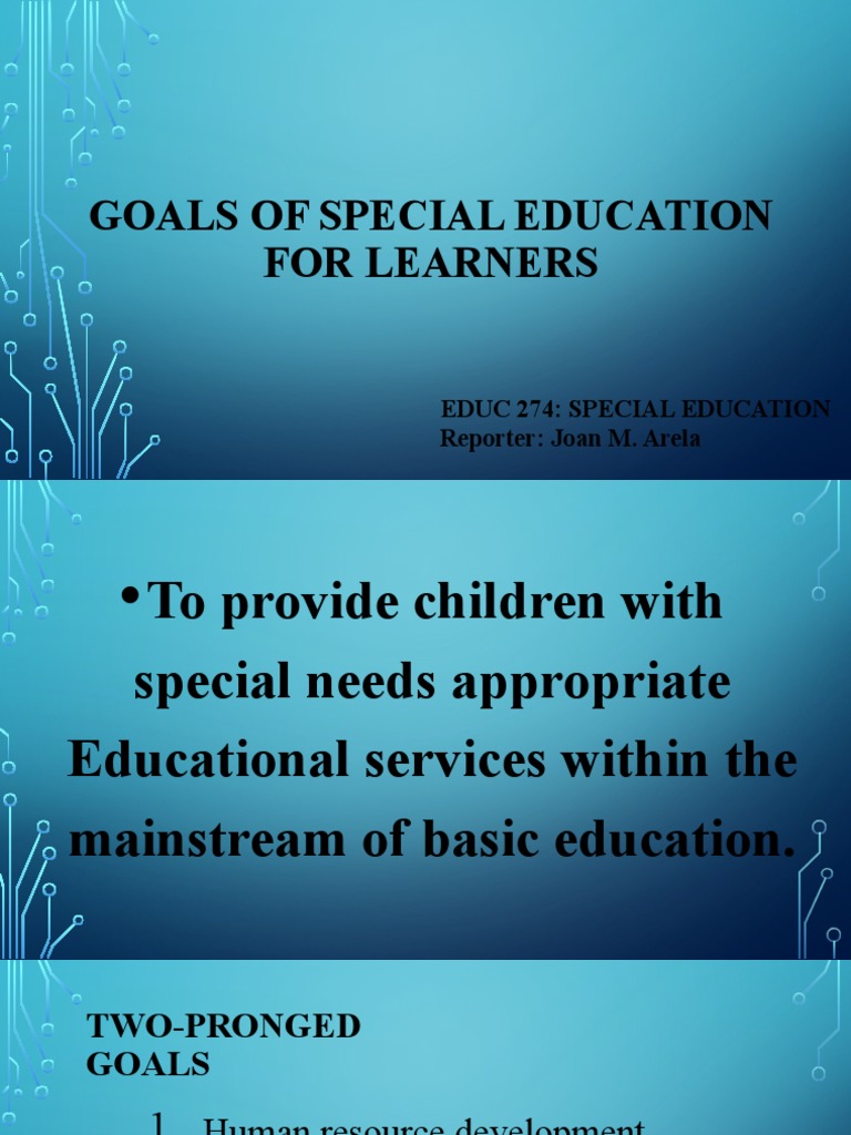 Goals of Special Education For Learners | PDF | Career & Growth ...
