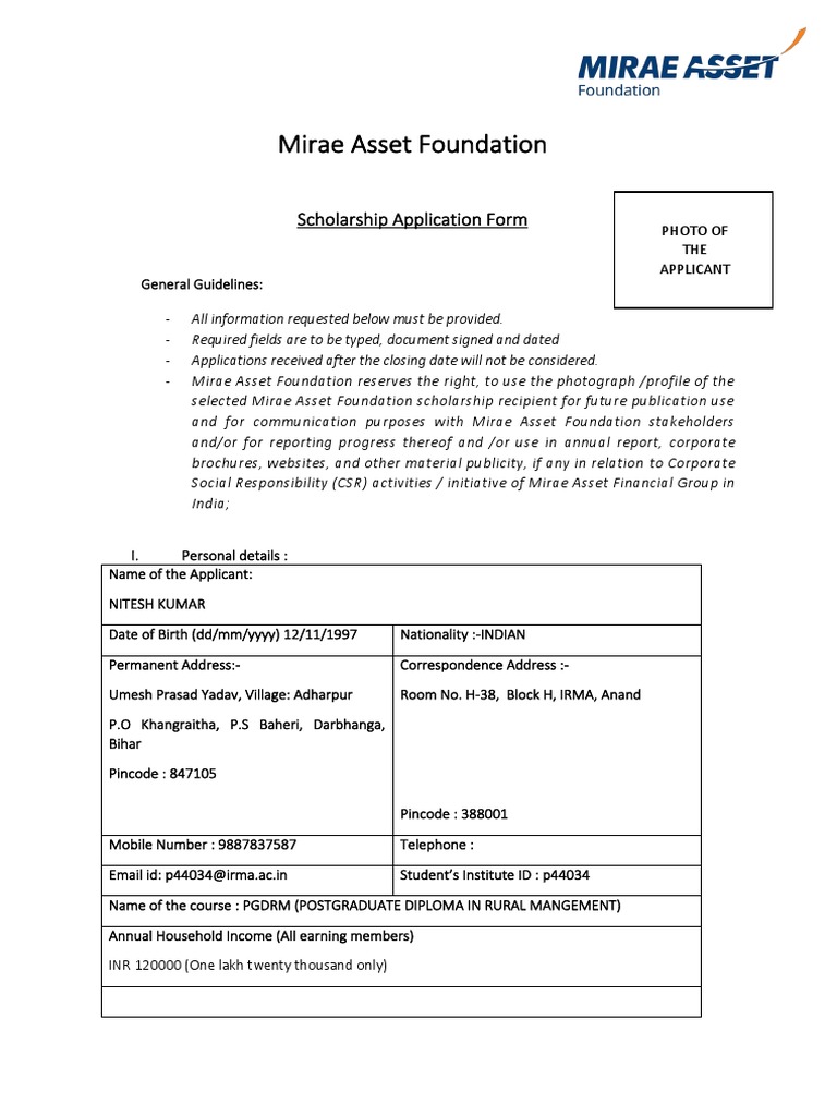 MAF Scholarship Application Form | PDF