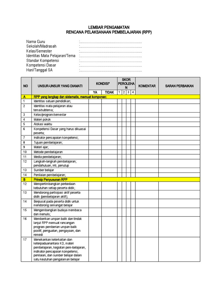 Lampiran 3 (Pengamatan RPP) | PDF