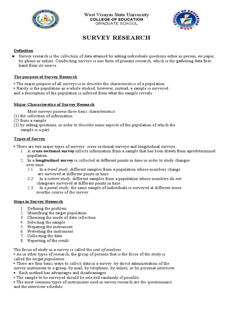 SURVEY RESEARCH Handout | PDF | Career & Growth | Self-Improvement