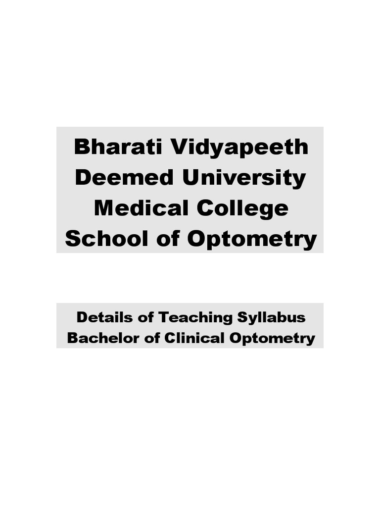 B. Optom Syllabus | PDF | Optometry | Human Body
