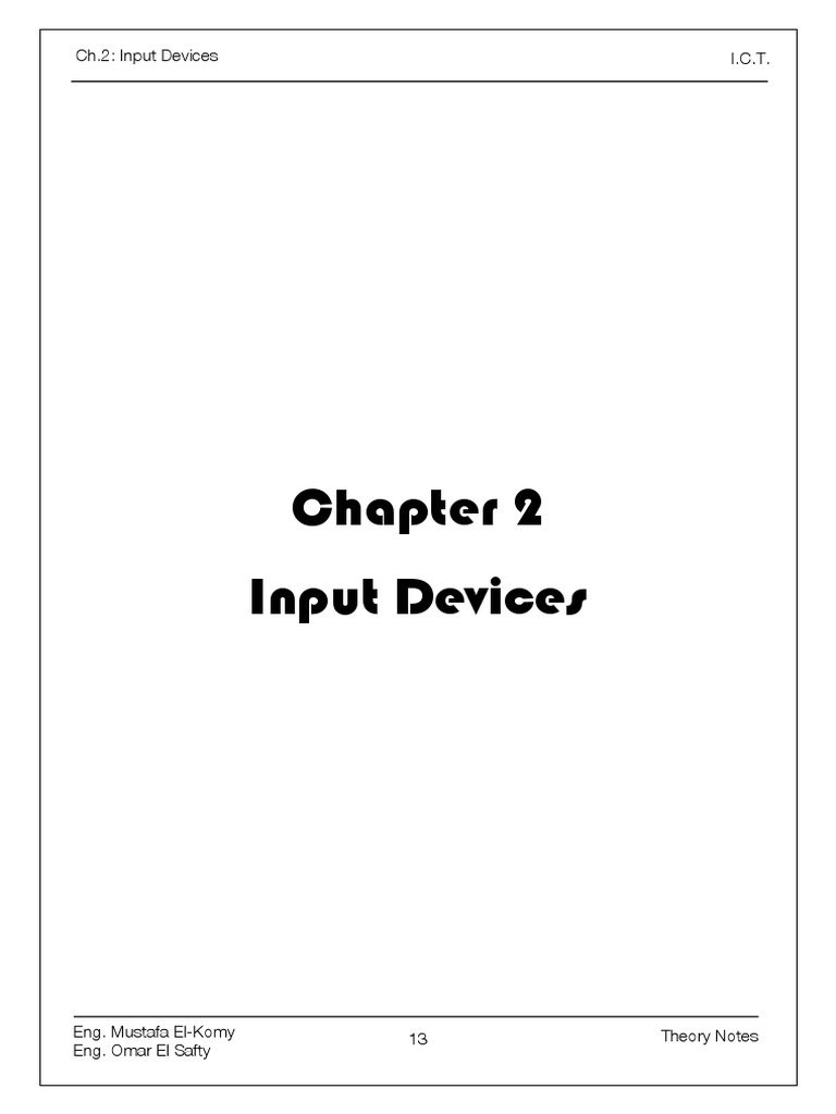 Input Devices in I.C.T. Theory Notes | PDF