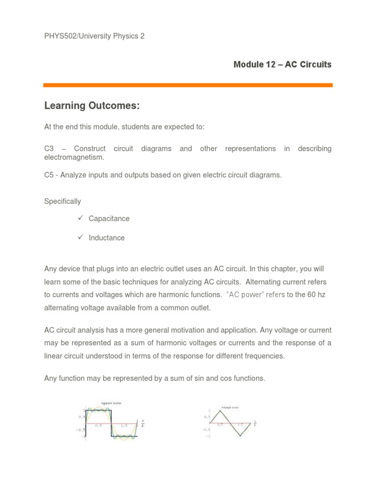 Phys502 Lect 12 | PDF | Inductor | Capacitor