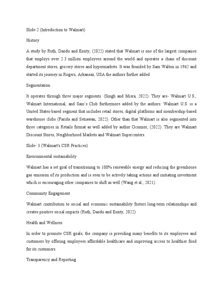 Building A Sustainable Business-Ppt - Script | PDF | Walmart ...