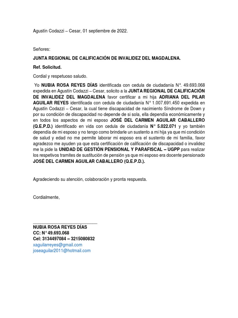CARTA DE SOLICITUD A LA JUNTA | PDF