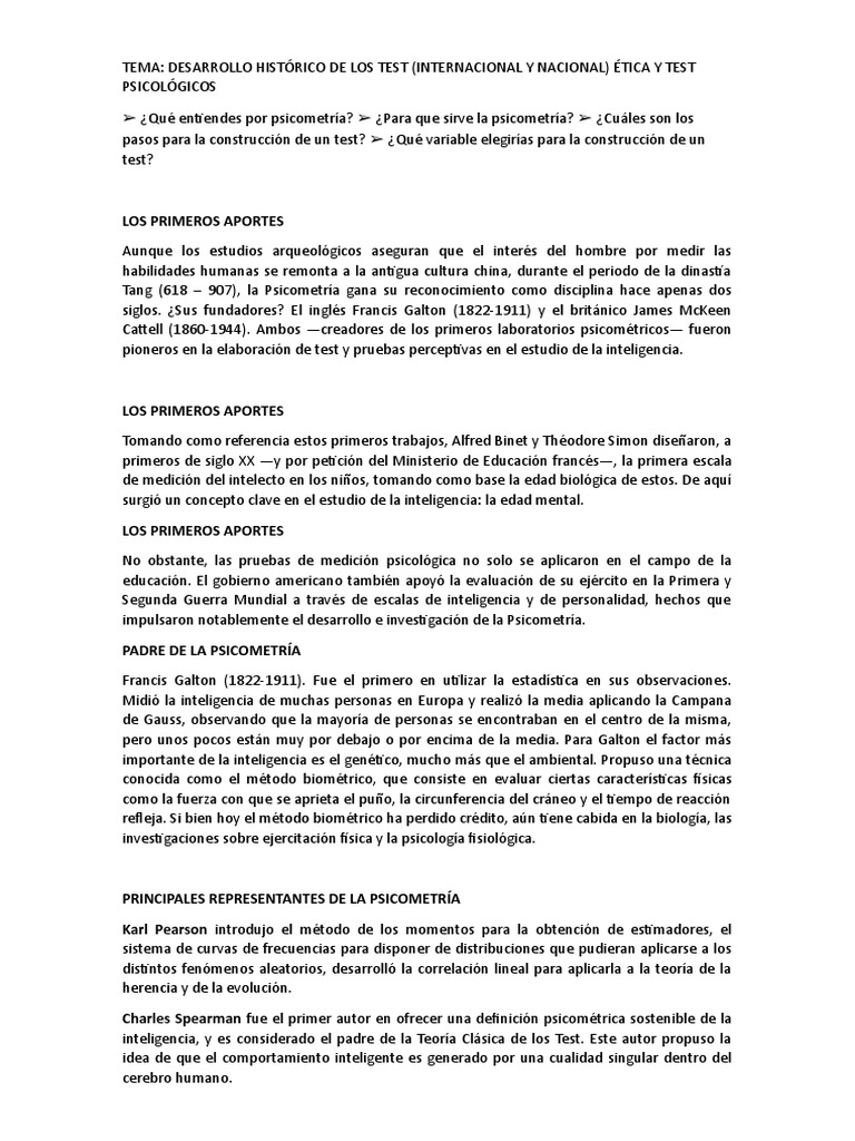 Semana 1 - Construcción de Pruebas Psicologicas | PDF | Inteligencia | Sicología