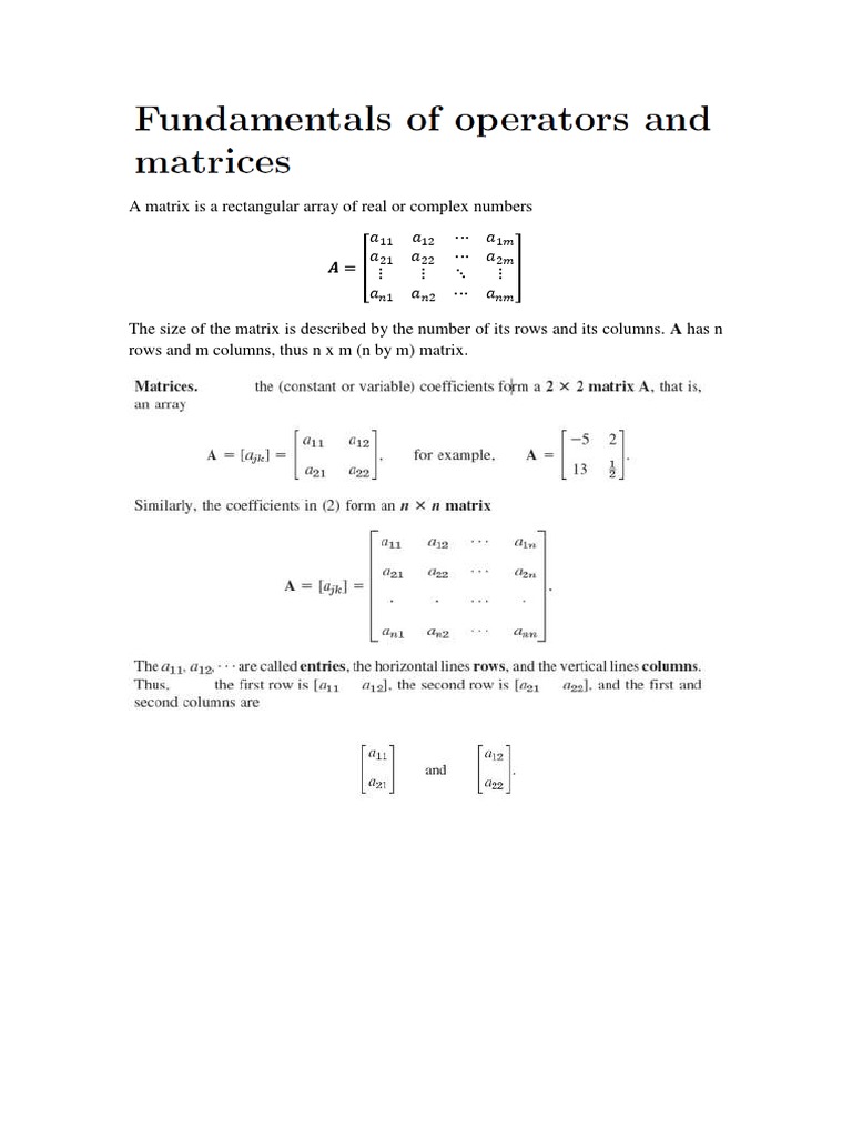 Matrices and Determinants Operations | PDF | Teaching Methods & Materials